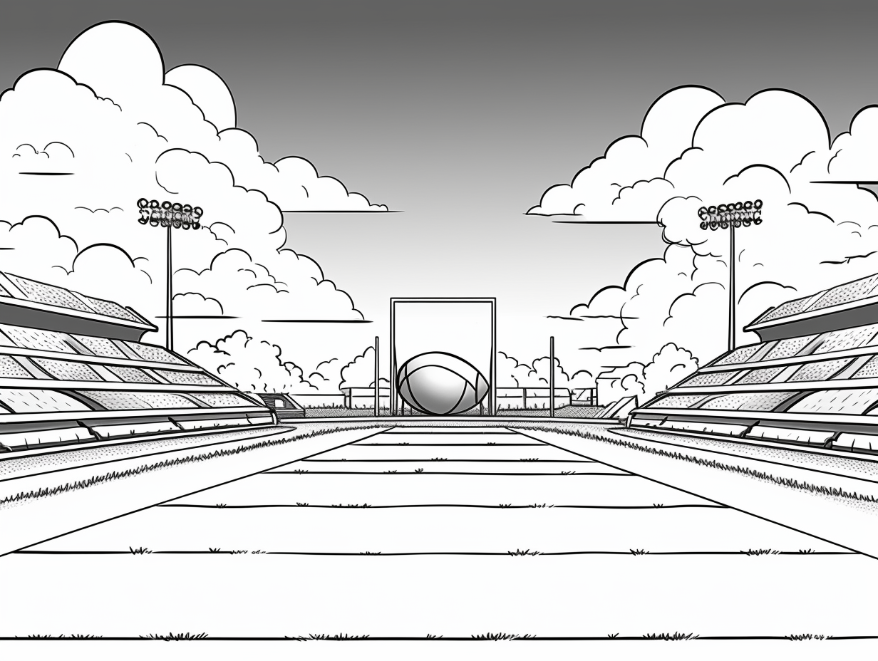 A Stadium Of Colors: Football Field - Coloring Page