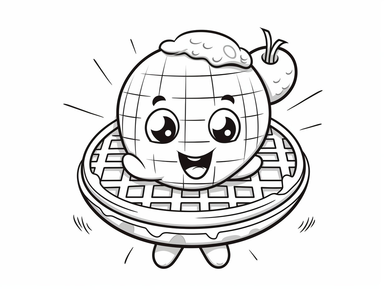 Adorable Waffle Drawing - Coloring Page