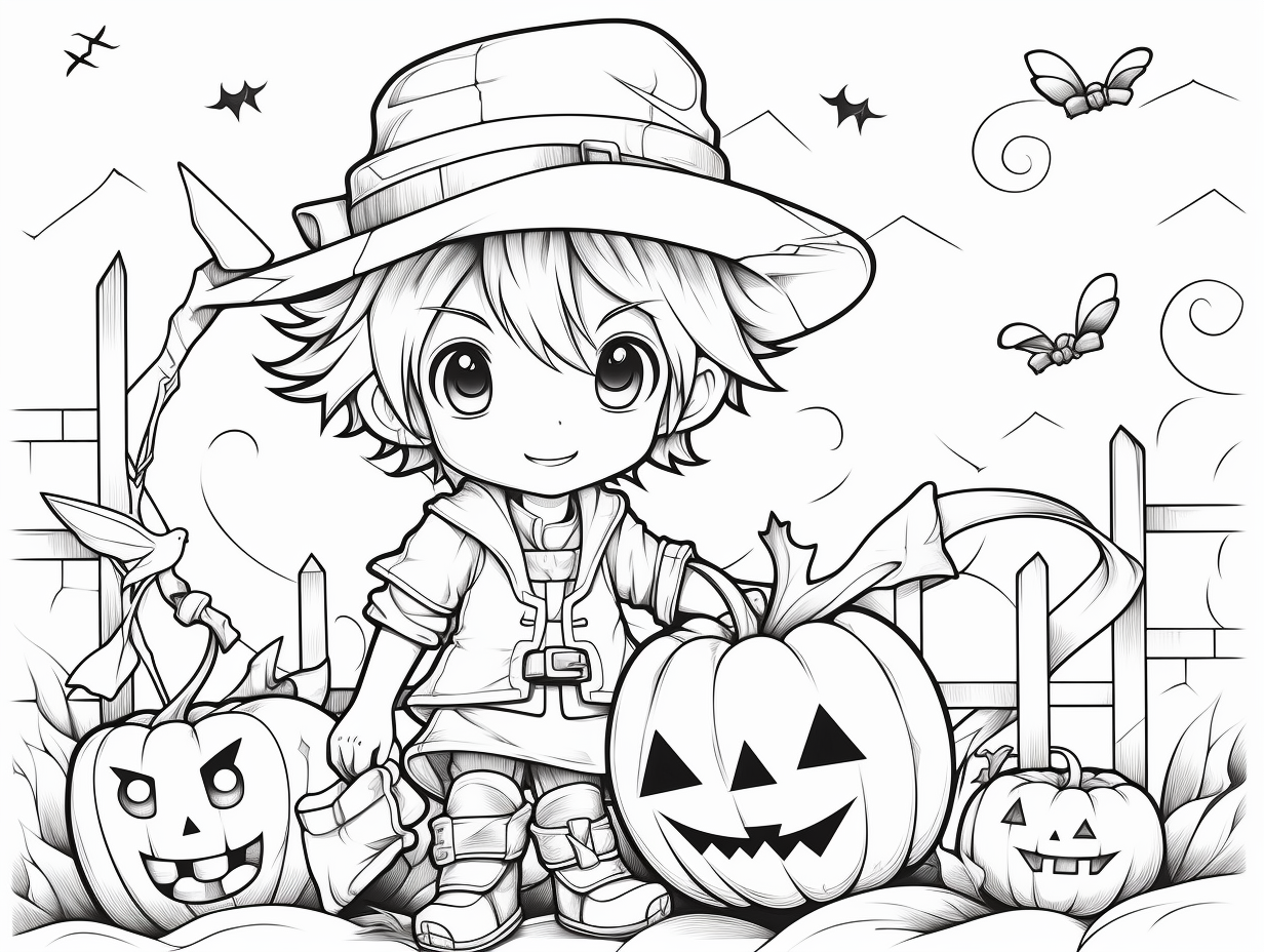 Anime Halloween Characters To Color - Coloring Page