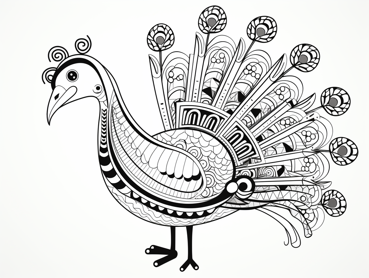 Artful Turkey Coloring Experience - Coloring Page