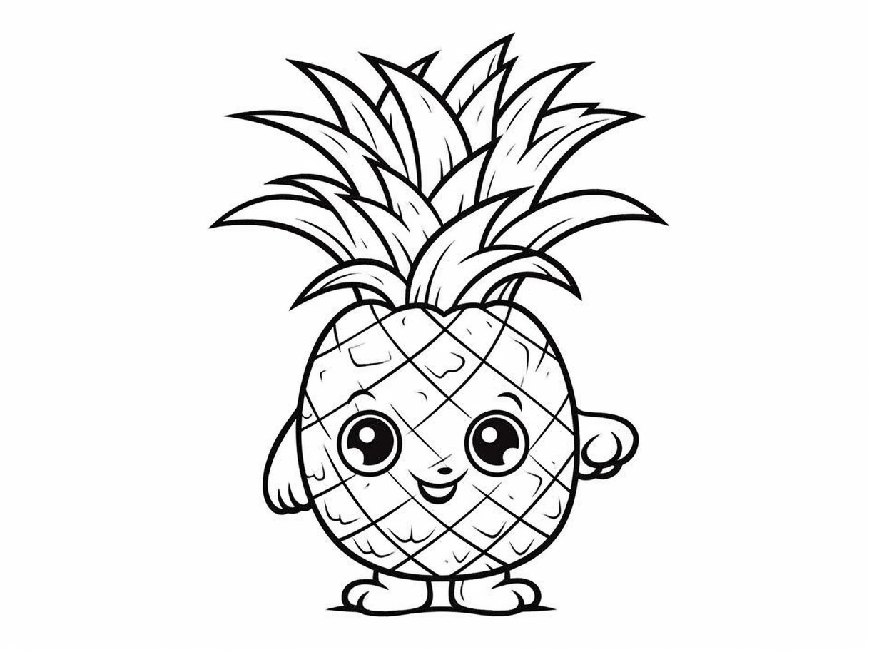 Artistic Pineapple Design To Color - Coloring Page