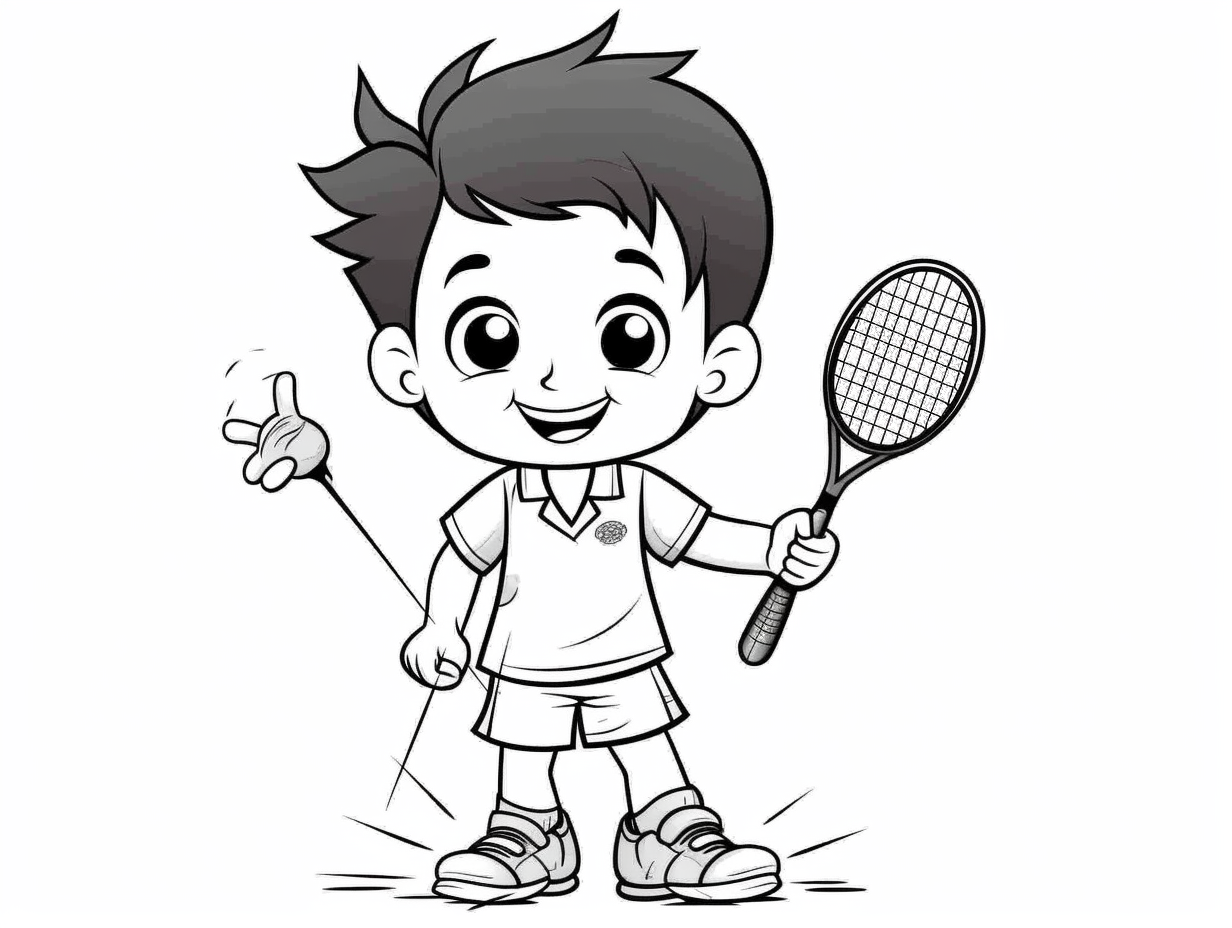 Badminton Sport Illustration - Coloring Page