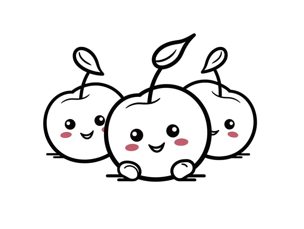 Beautiful Cherries To Color - Coloring Page