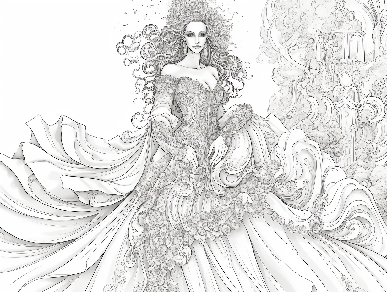Bridal Beauty To Color - Coloring Page