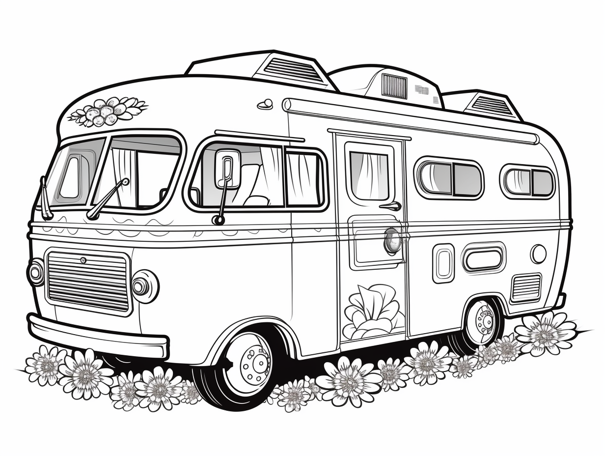 Camper Mandala Coloring Adventure - Coloring Page