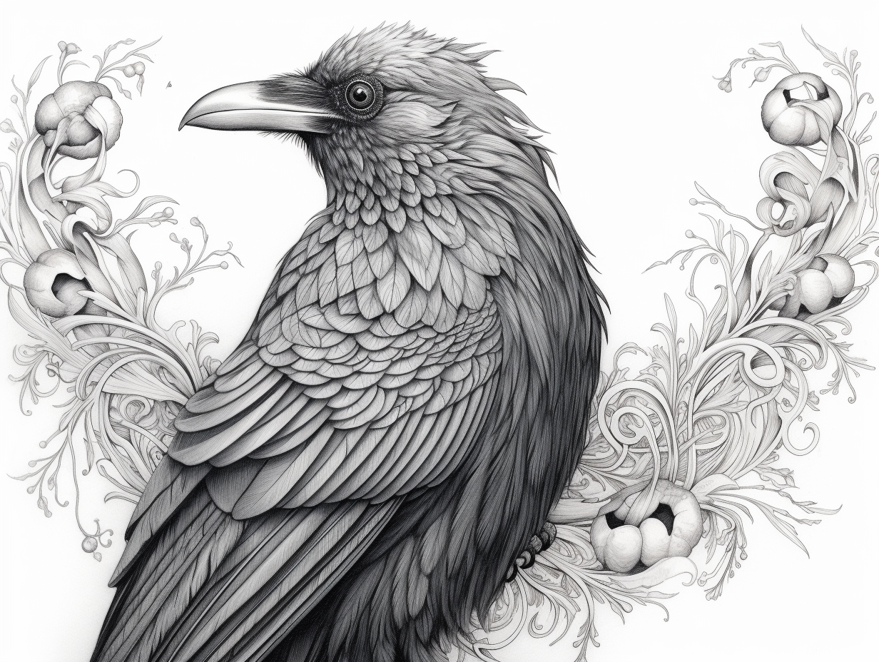 Captivating Raven Design - Coloring Page