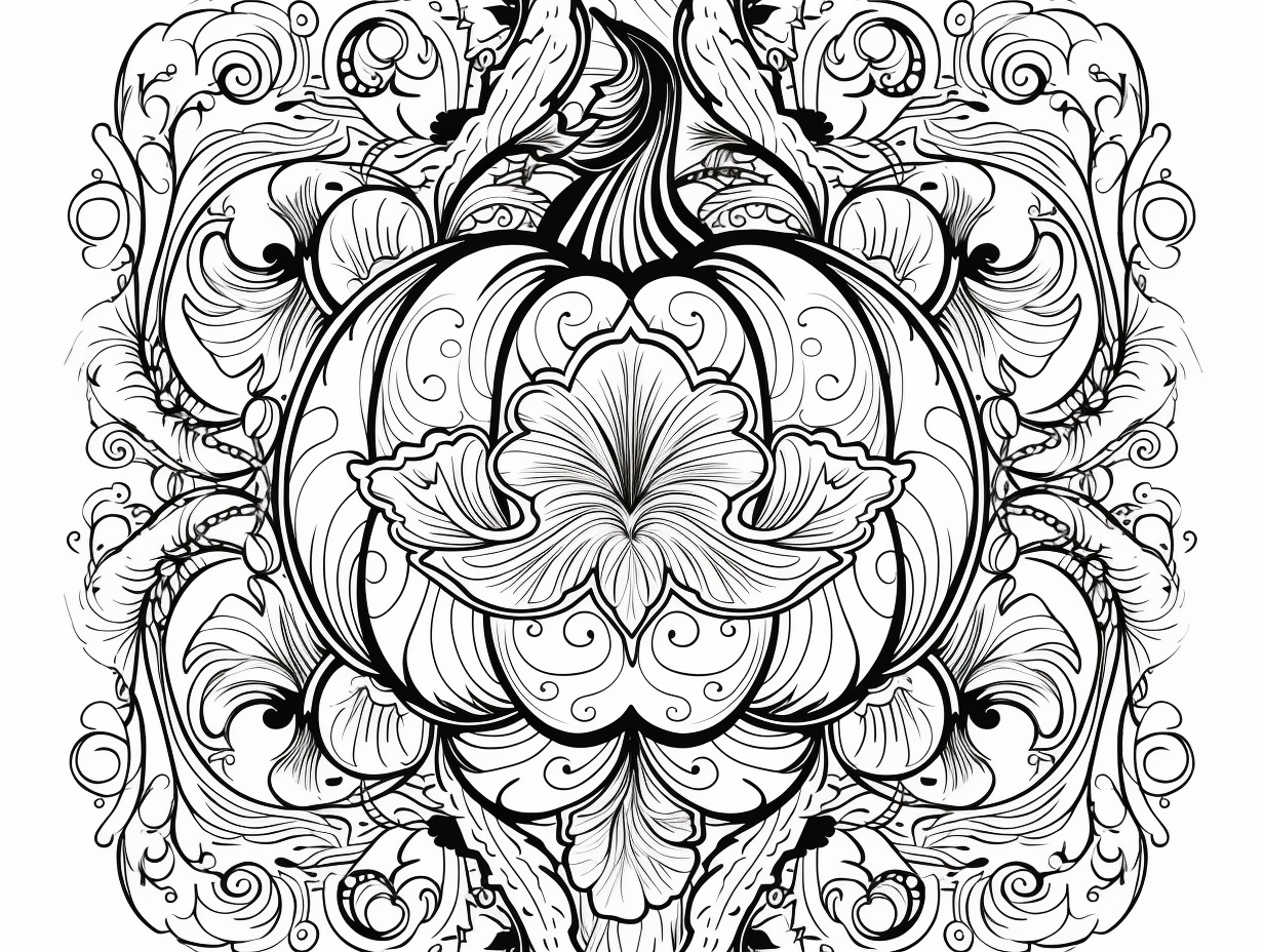 Charming Pumpkin Mandala Design - Coloring Page