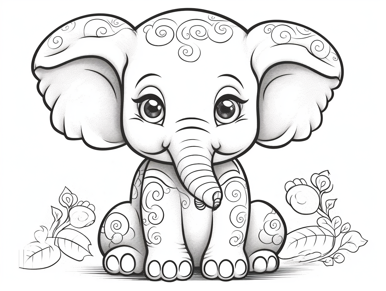 Christmas Elephant Coloring - Coloring Page