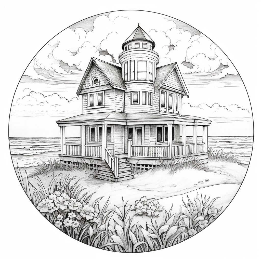 Coastal Retreat Mandala Experience - Coloring Page