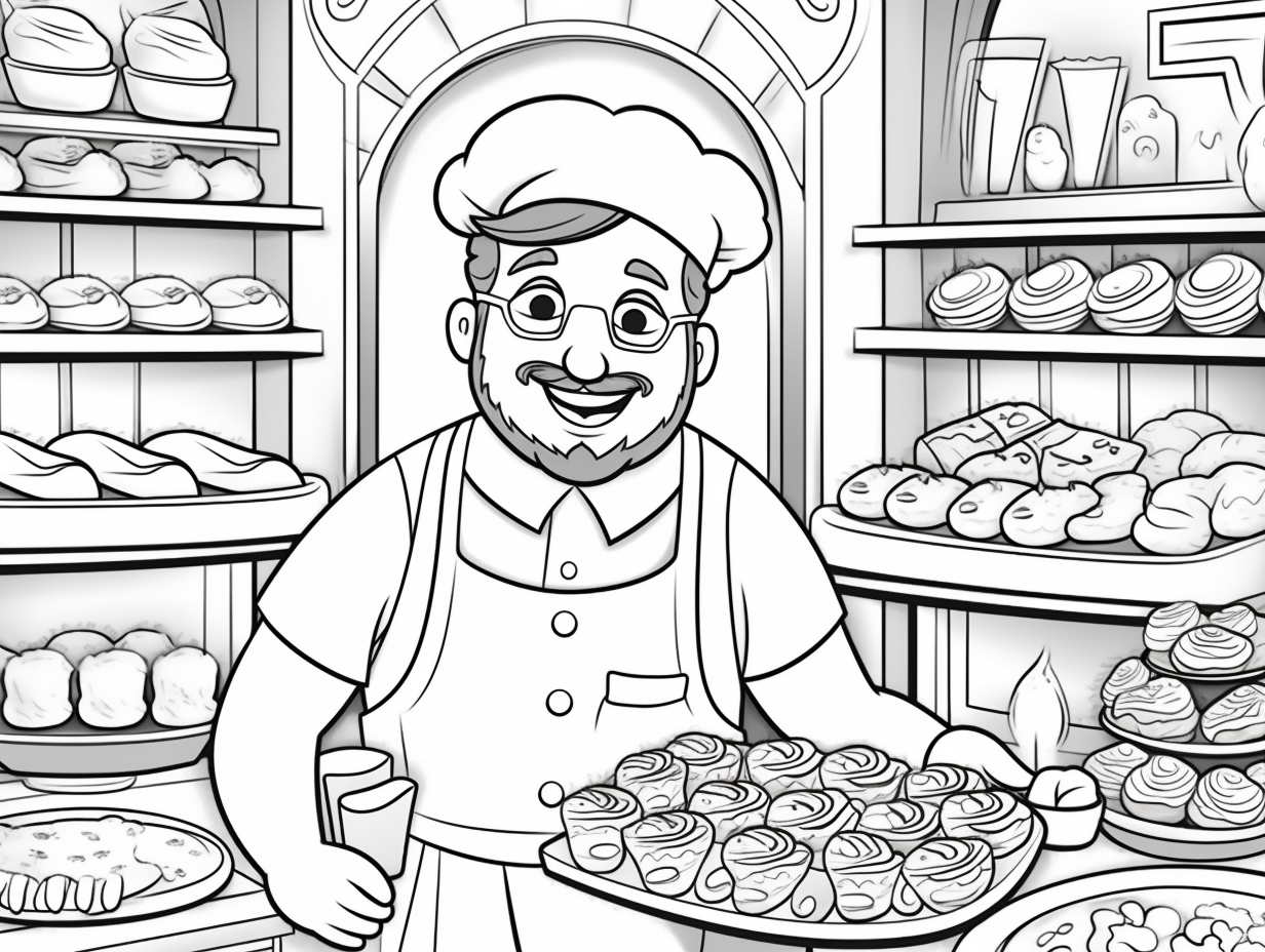 Colorful Baking Fun - Coloring Page