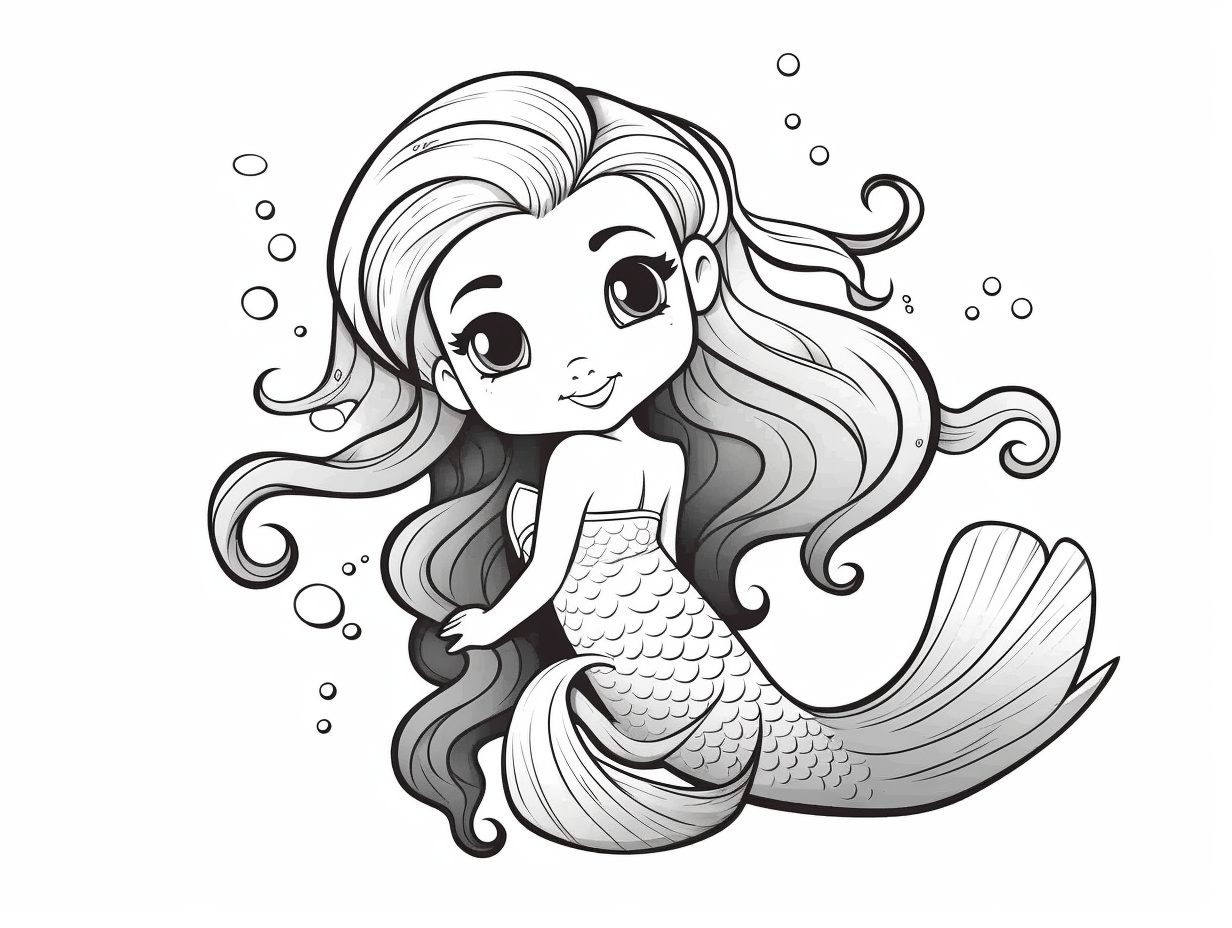 Colorful Black Mermaid Coloring Page - Coloring Page
