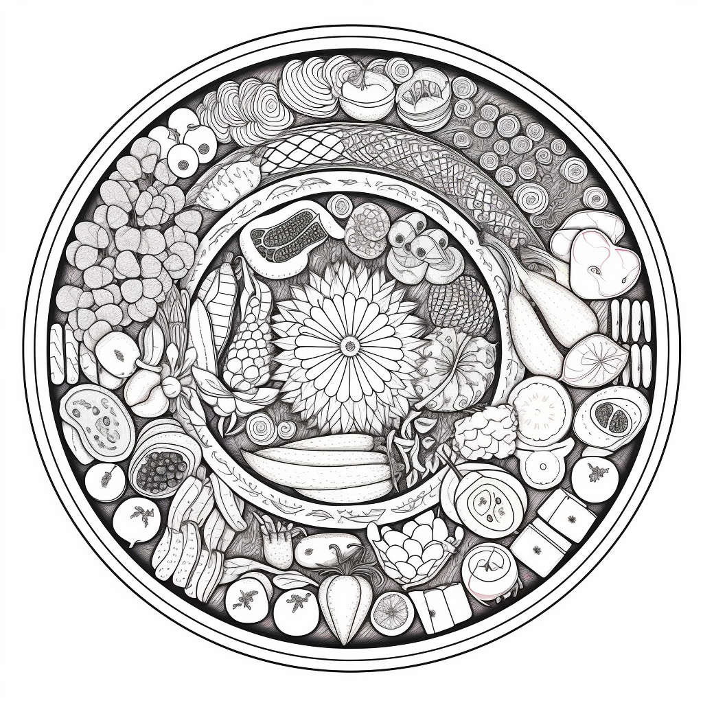 Colorful Culinary Mandala For Adults - Coloring Page
