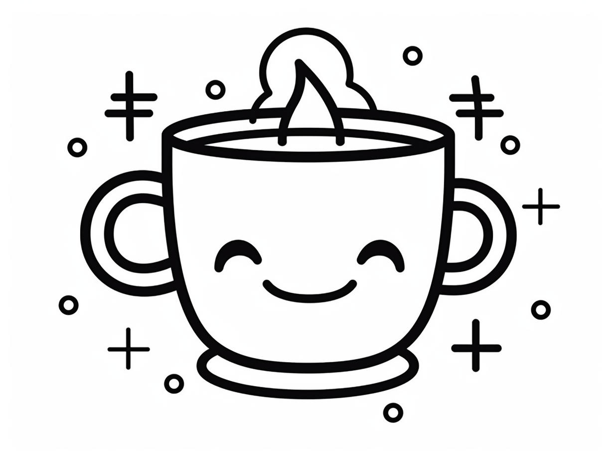 Colorful Cup Design - Coloring Page
