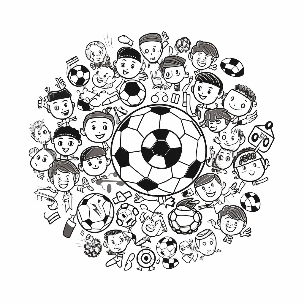 Colorful Soccer Match Moments - Coloring Page