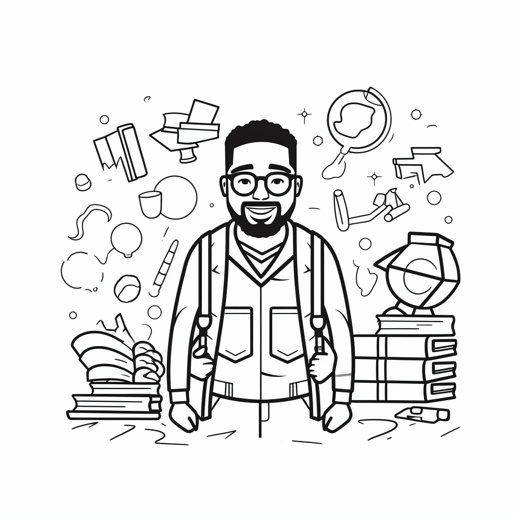 Colorful Teacher Illustration - Coloring Page
