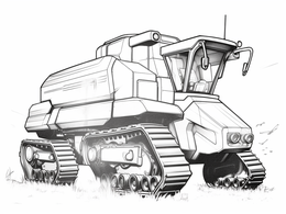 Awesome Combine Harvester - Coloring Page
