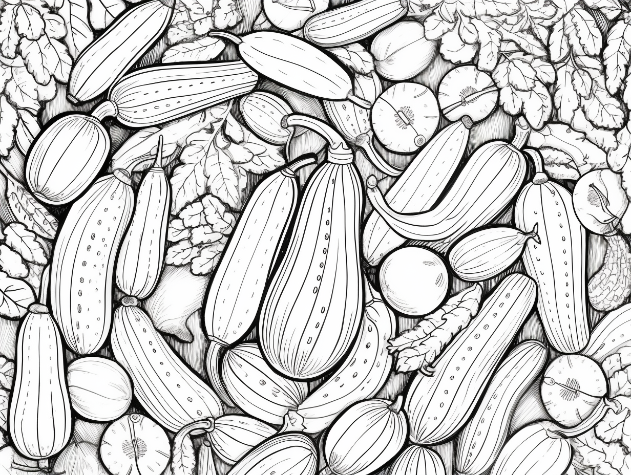Cucumber Creations: Adult Coloring - Coloring Page