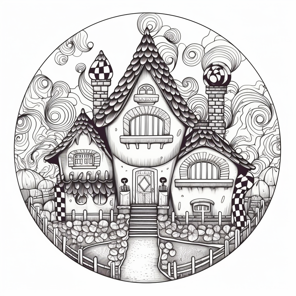 Delicious Candy House Mandala To Color - Coloring Page