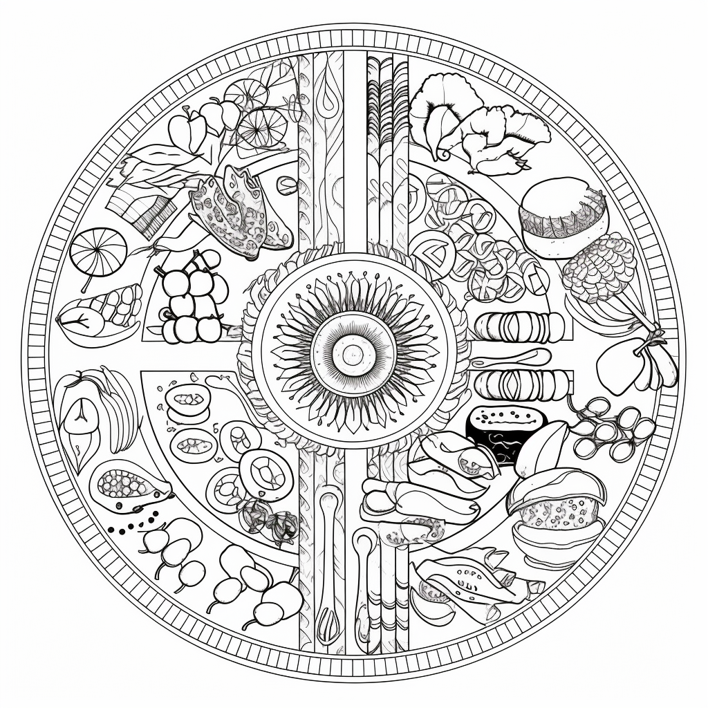 Delicious Cookout Mandala To Color - Coloring Page