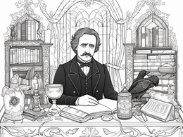 Mysterious Edgar Allan Poe - Coloring Page