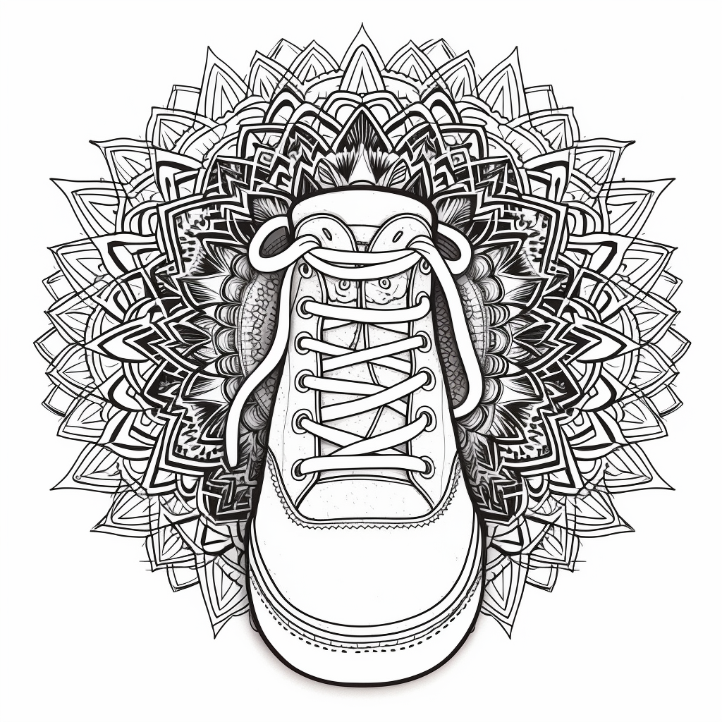 Elegant Shoe Mandala Art - Coloring Page