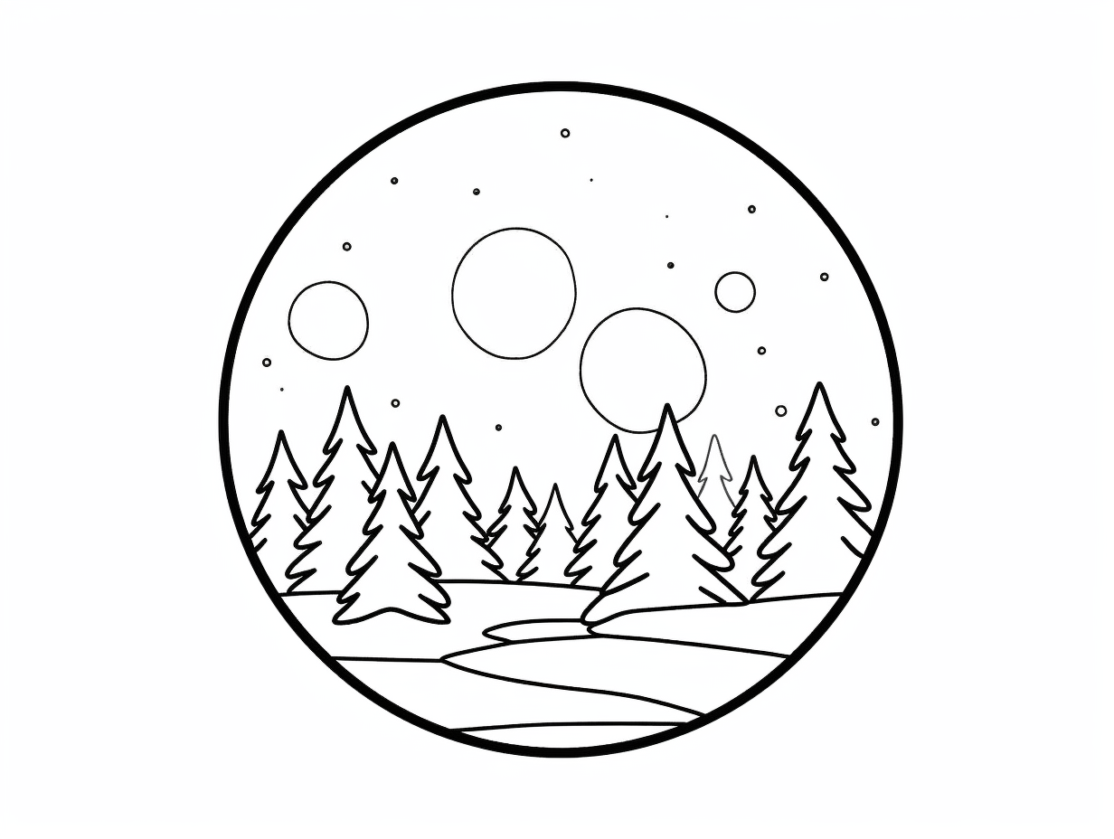 Enchanting Northern Lights Scene - Coloring Page