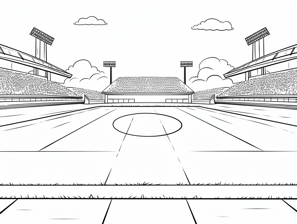 Football Field Coloring Delight - Coloring Page