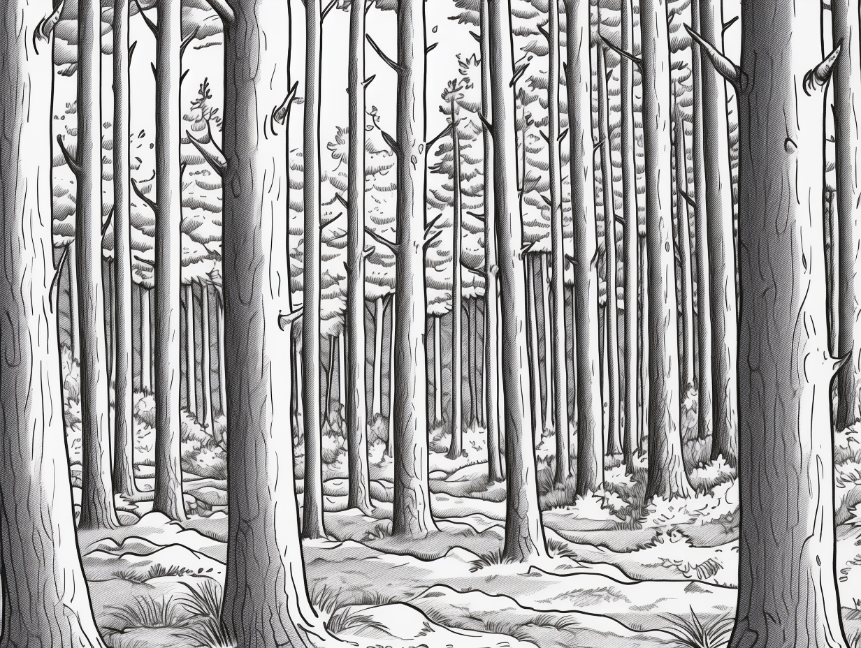 Forest Of Pines Coloring Page - Coloring Page