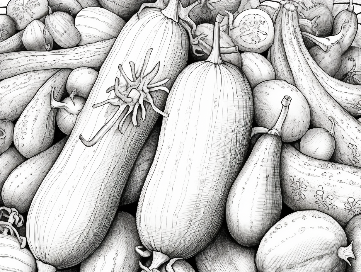 Fresh Cucumber Coloring Art - Coloring Page