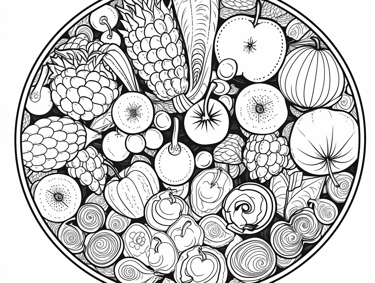 Fresh Produce Mandala Coloring Page - Coloring Page