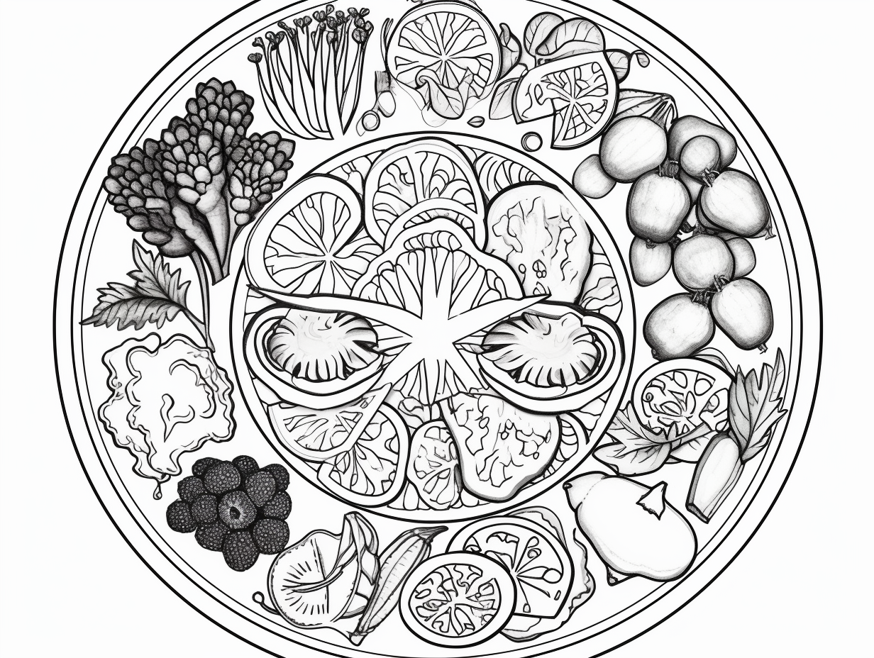 Fresh Salad Mandala For Adults - Coloring Page