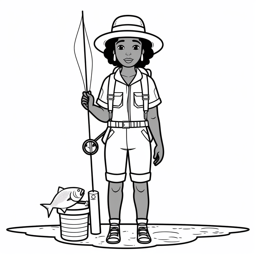 Friendly Fisherman Coloring - Coloring Page