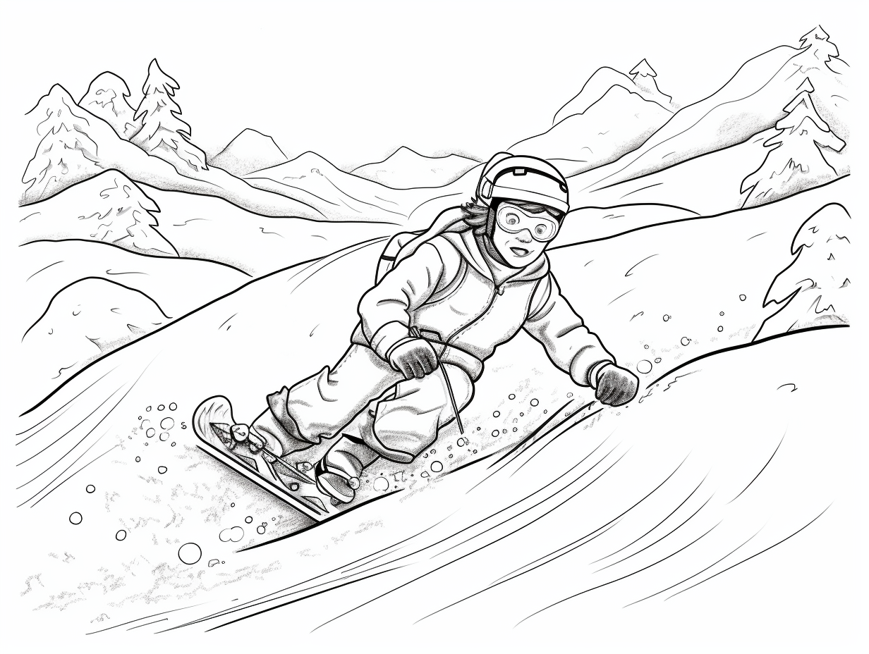 Friendly Sledding Competition Coloring - Coloring Page