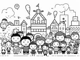 Celebration Coloring Fun For Children - Coloring Page