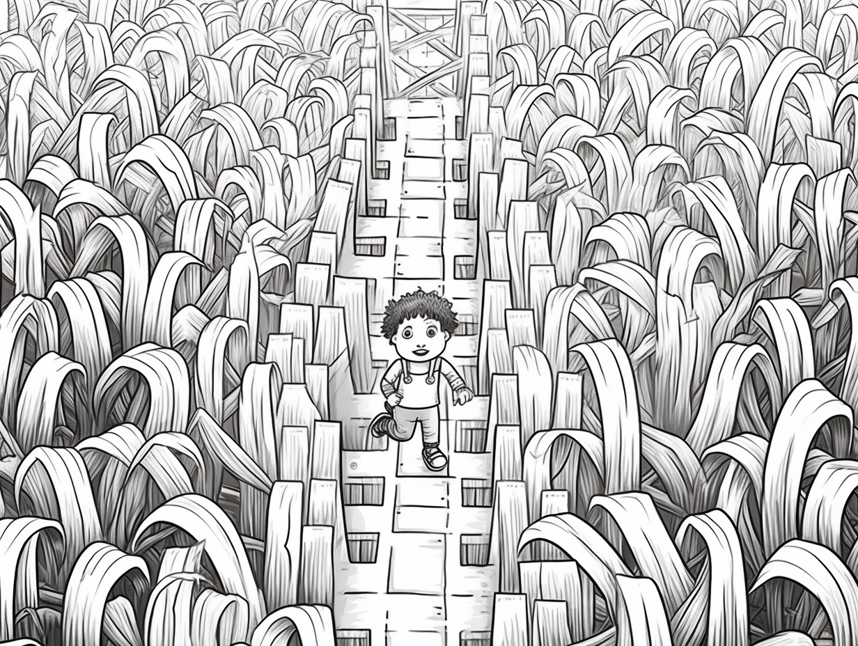 Fun Corn Maze Drawing For Kids - Coloring Page