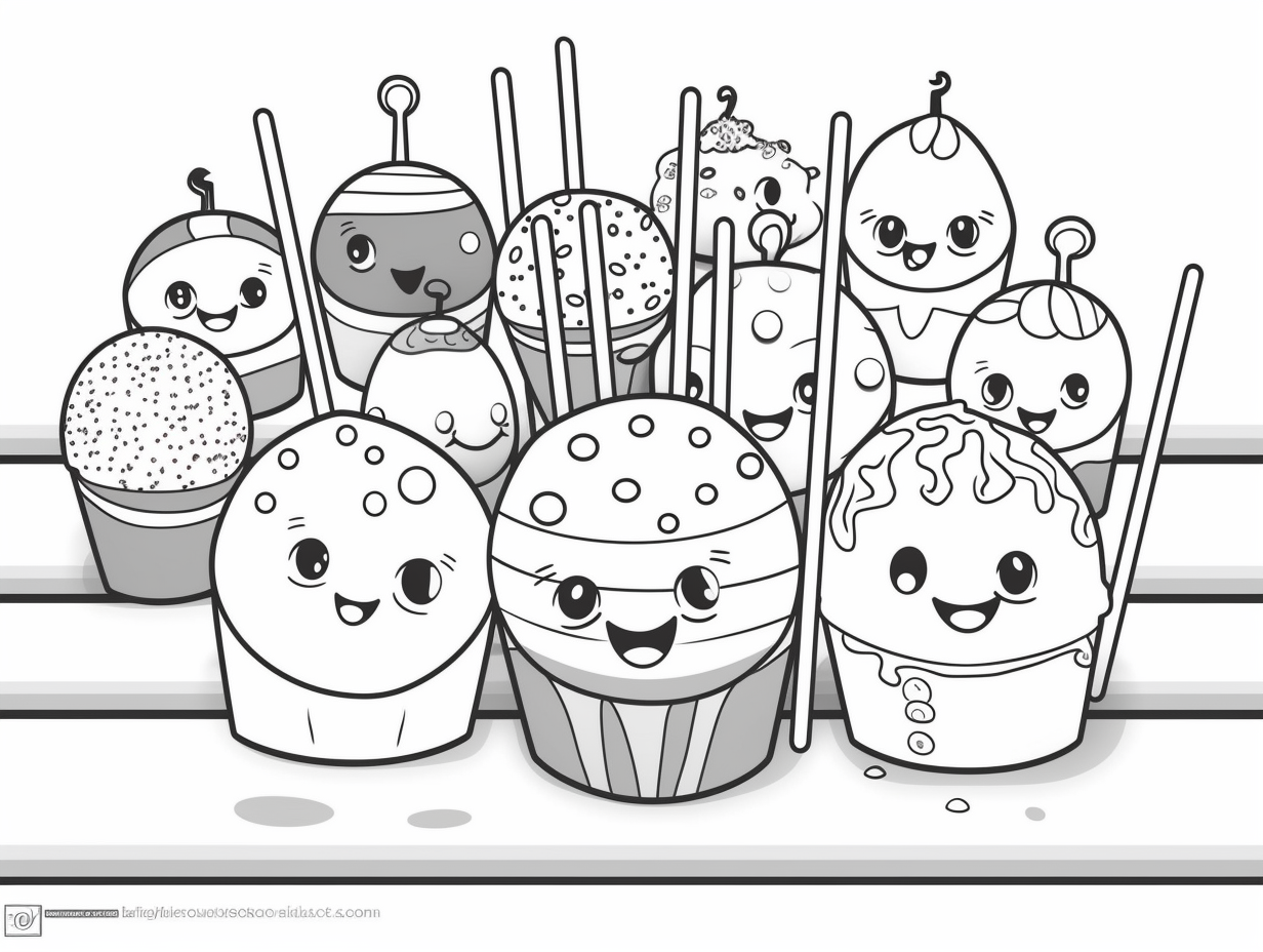Fun Filled Cake Pop Coloring - Coloring Page