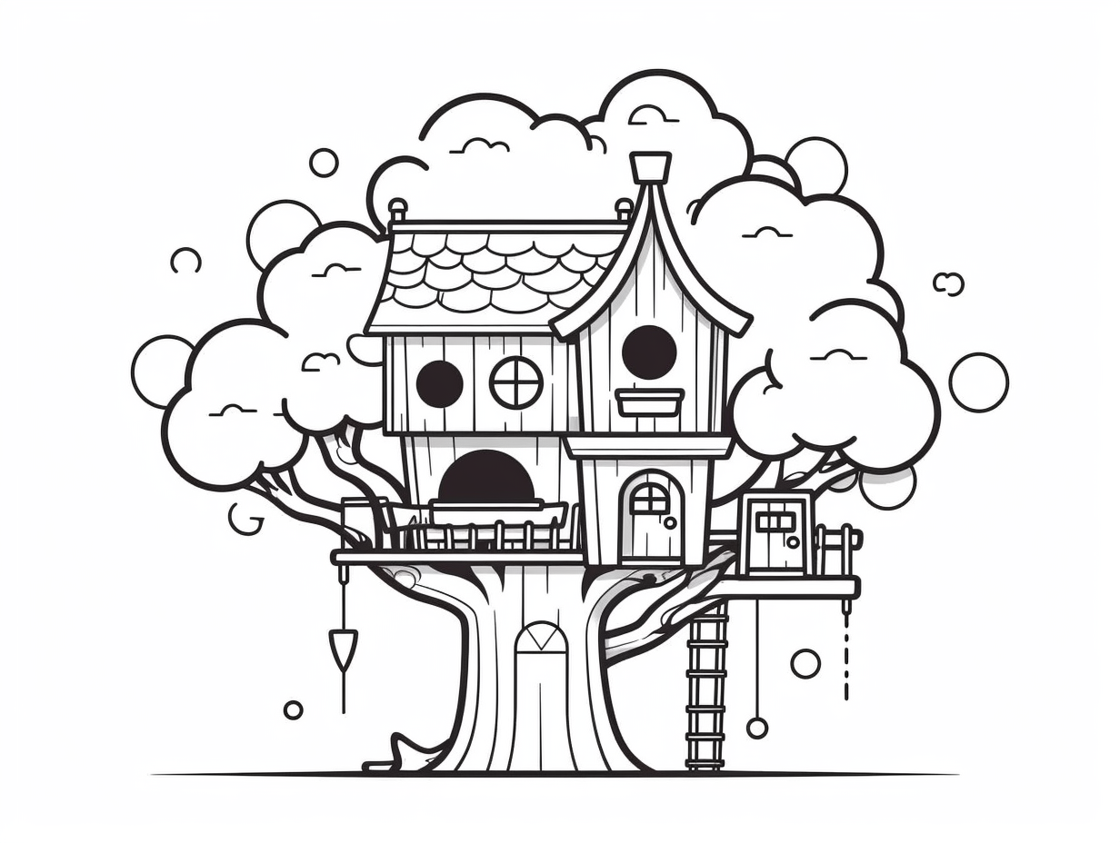 Tree House Coloring Sheet Tree House Coloring Sheet