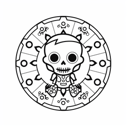 Skeleton Mandala For An Artistic Escape - Coloring Page