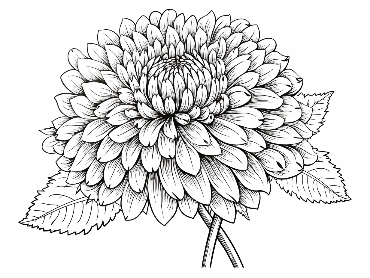 Happy Blooming Chrysanthemum - Coloring Page