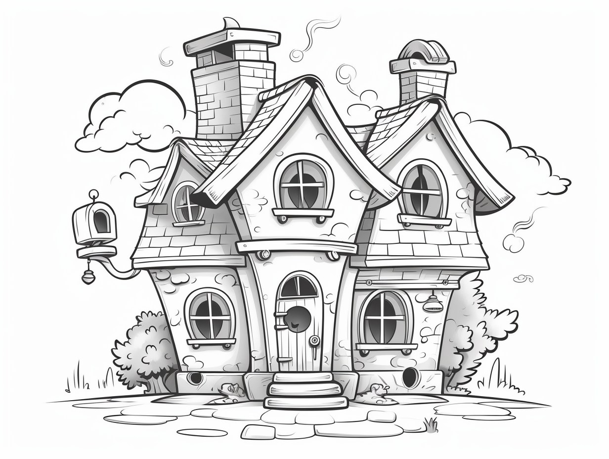 Intricate House Coloring Art - Coloring Page