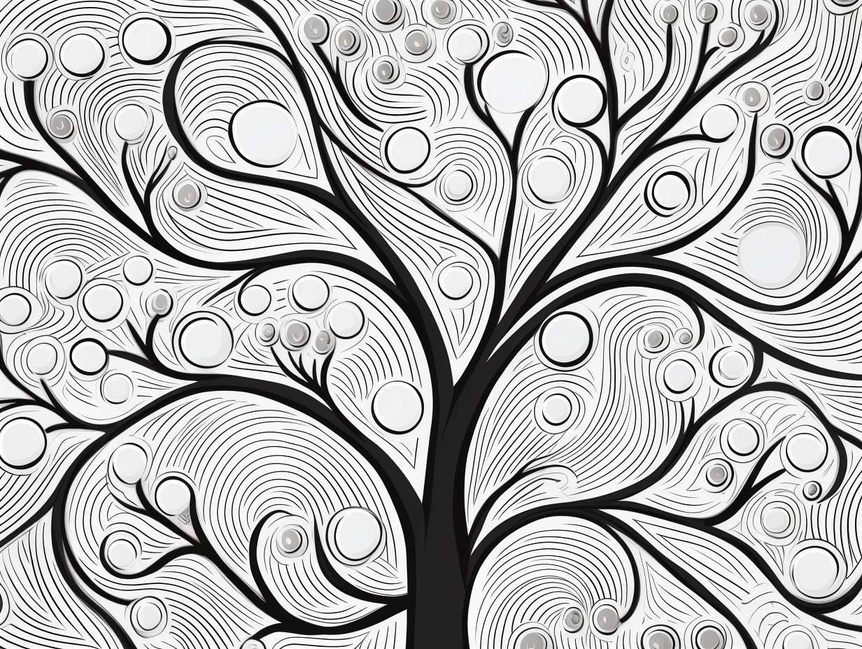 Intricate Tree Branch Illustration - Coloring Page