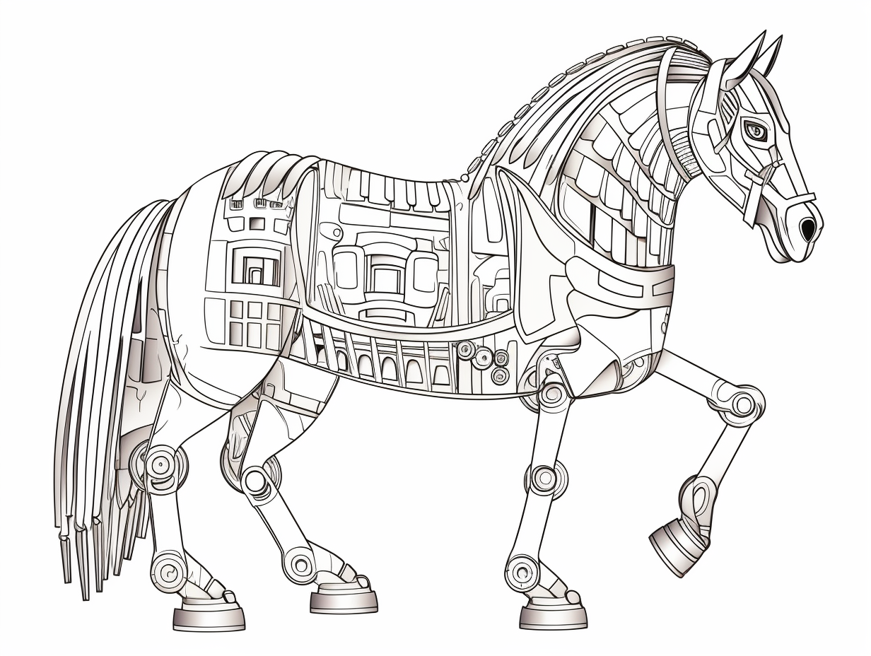 Intricate Trojan Horse Coloring - Coloring Page