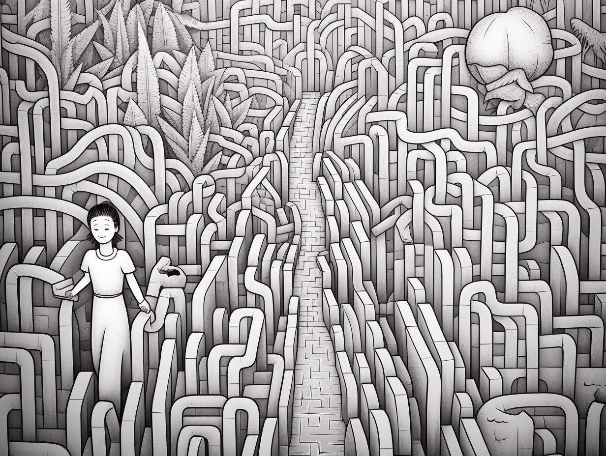 Lively Corn Maze Adventure - Coloring Page
