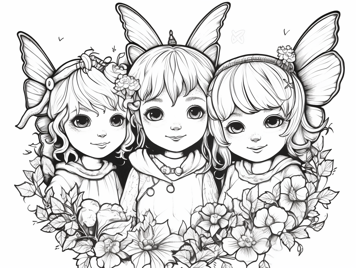 Lovely Pixie Drawing For Children - Coloring Page