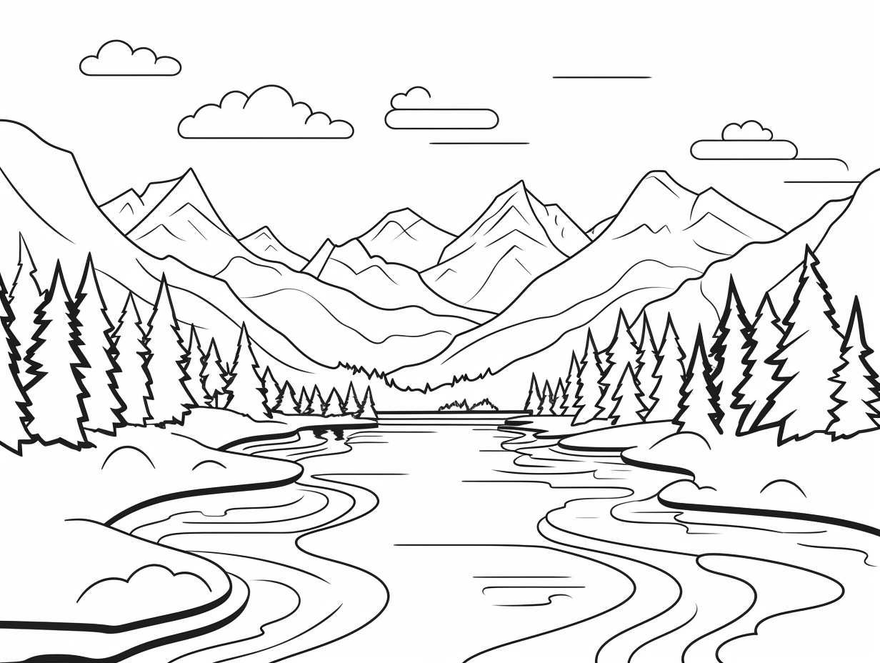 River Scene Coloring Page River Scene Coloring Page