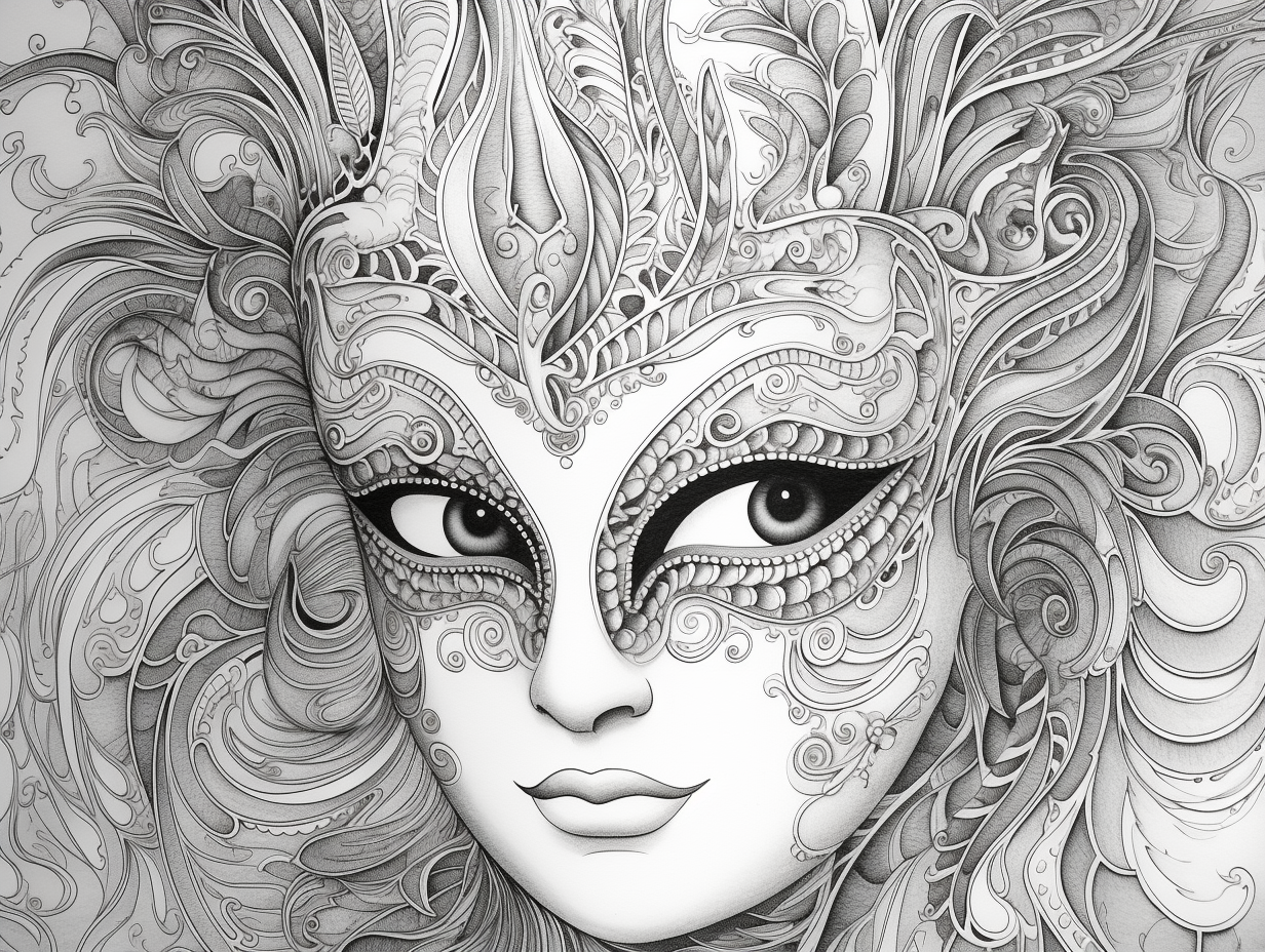 Masquerade Magic: Adult Coloring - Coloring Page