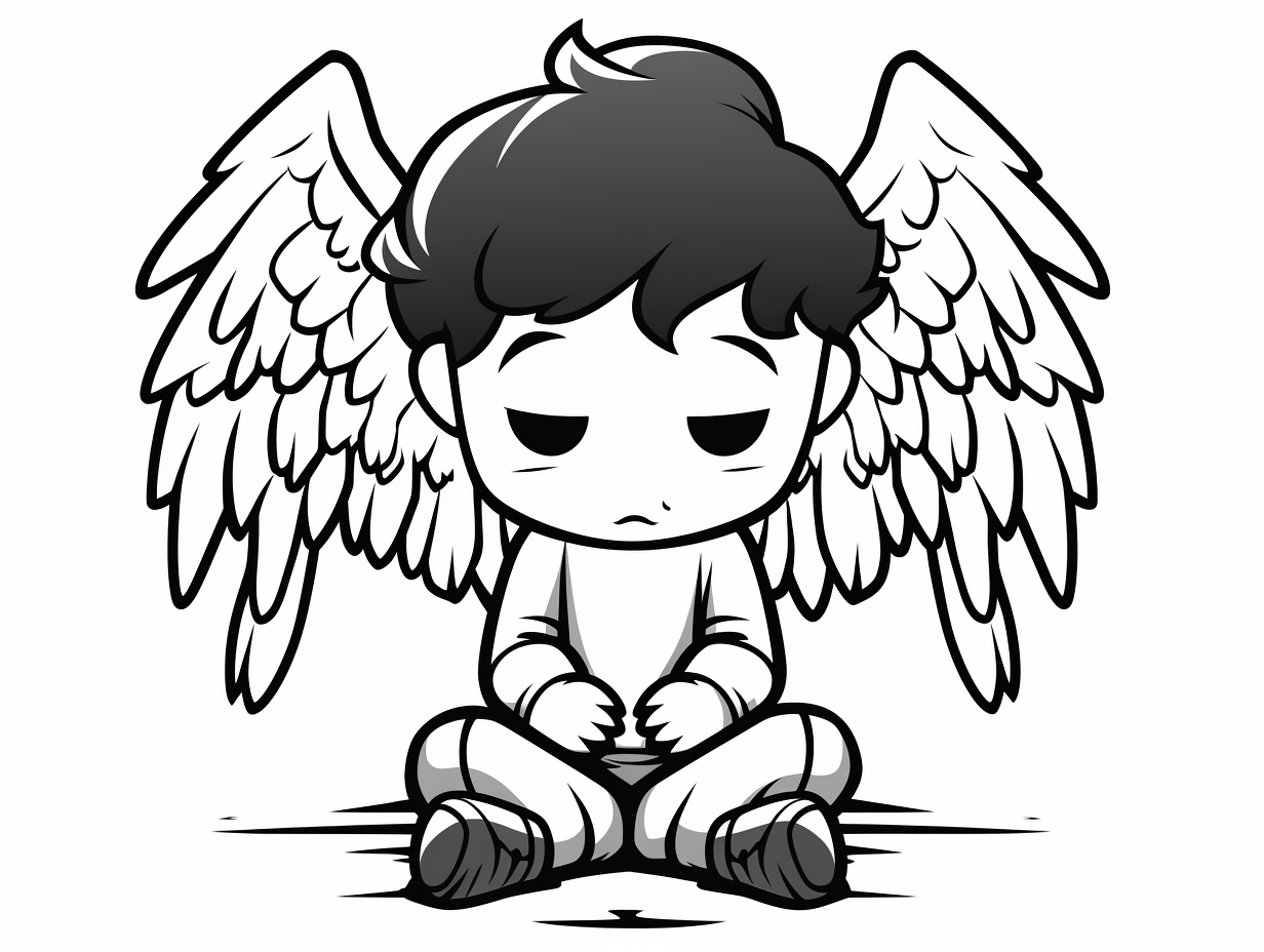 Mysterious Broken Angel Design - Coloring Page