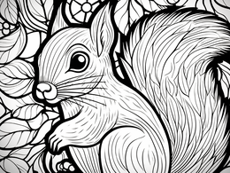 Squirrel Forest Scenes In Color - Coloring Page