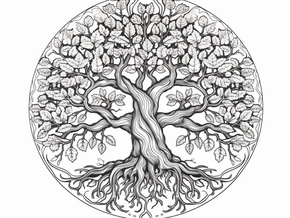 Oak Tree Mandala For Relaxation - Coloring Page