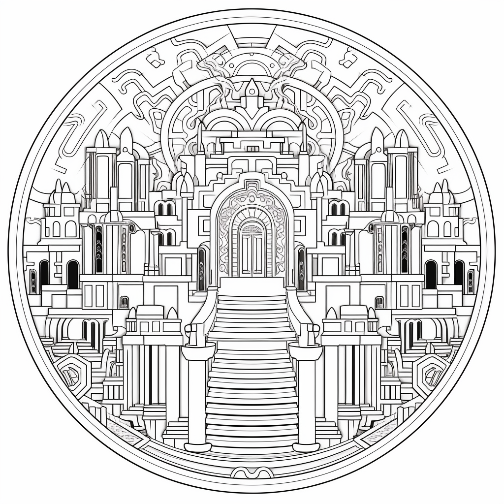 Opulent Mansion Mandala Design - Coloring Page